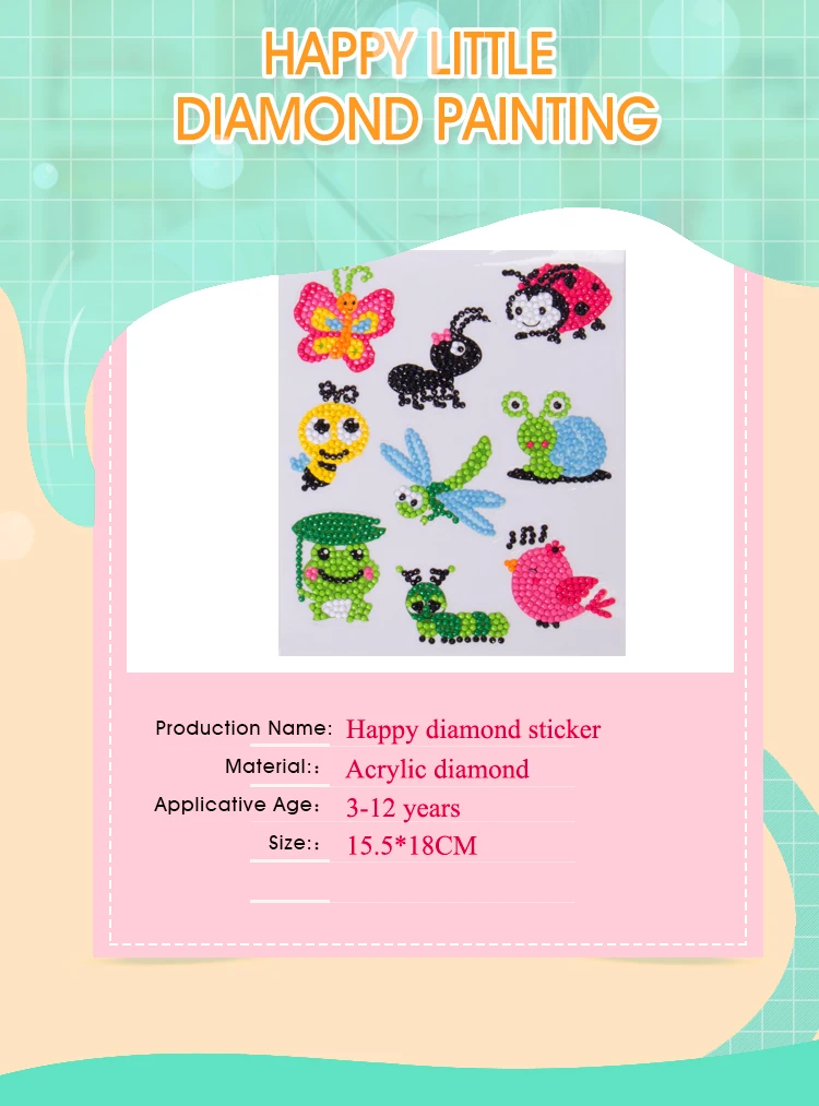 New Children's Diamond Painting Cute Cartoon Animals Puzzle Sticker 5d ...