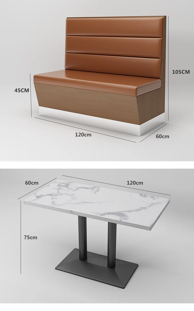 Corner Booth Seats with Tufted Leather Velvet Material