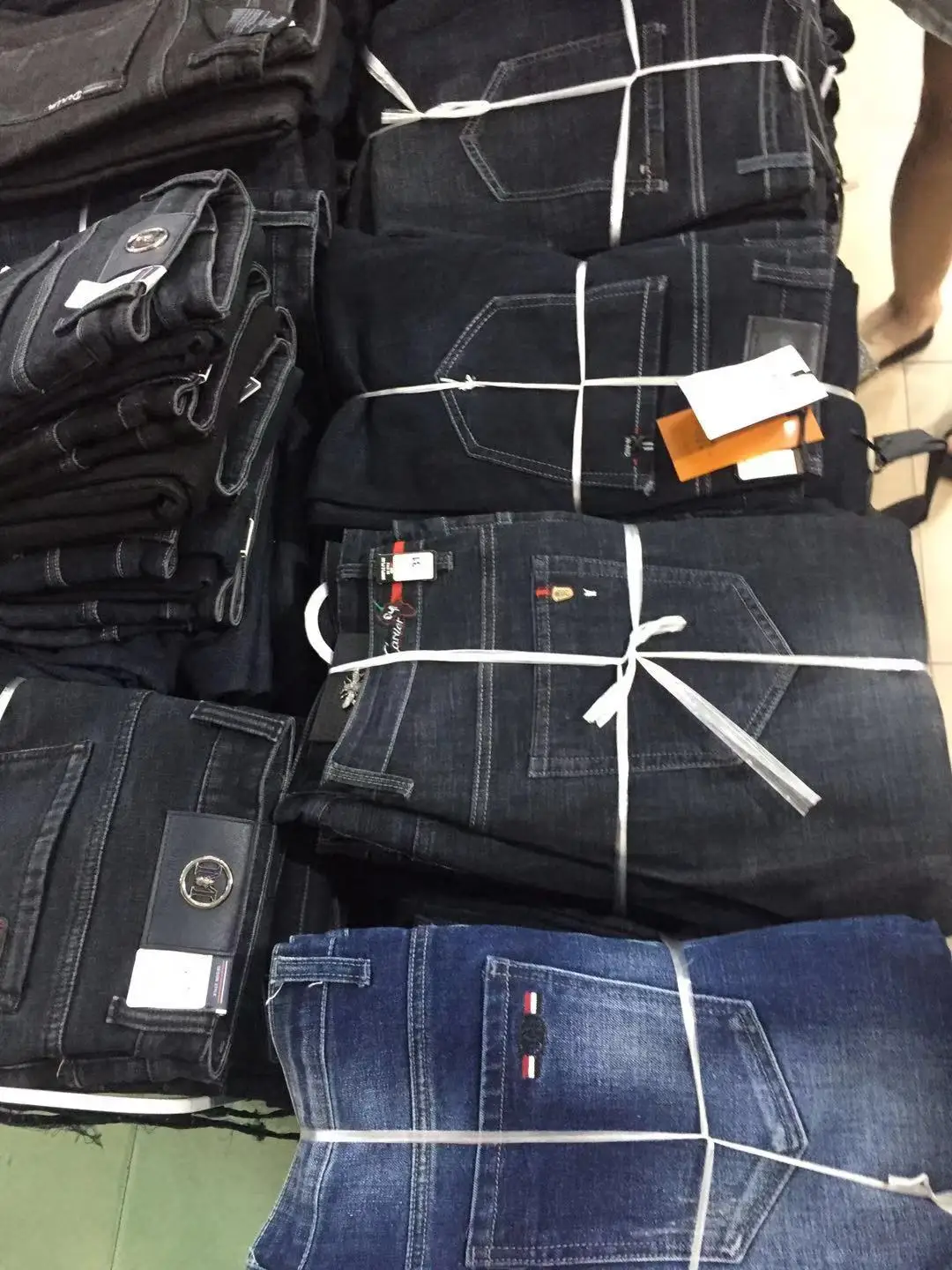 Fashion Surplus Garments Stocklot Pu Leather Clothes Ladies Jeans - Buy ...