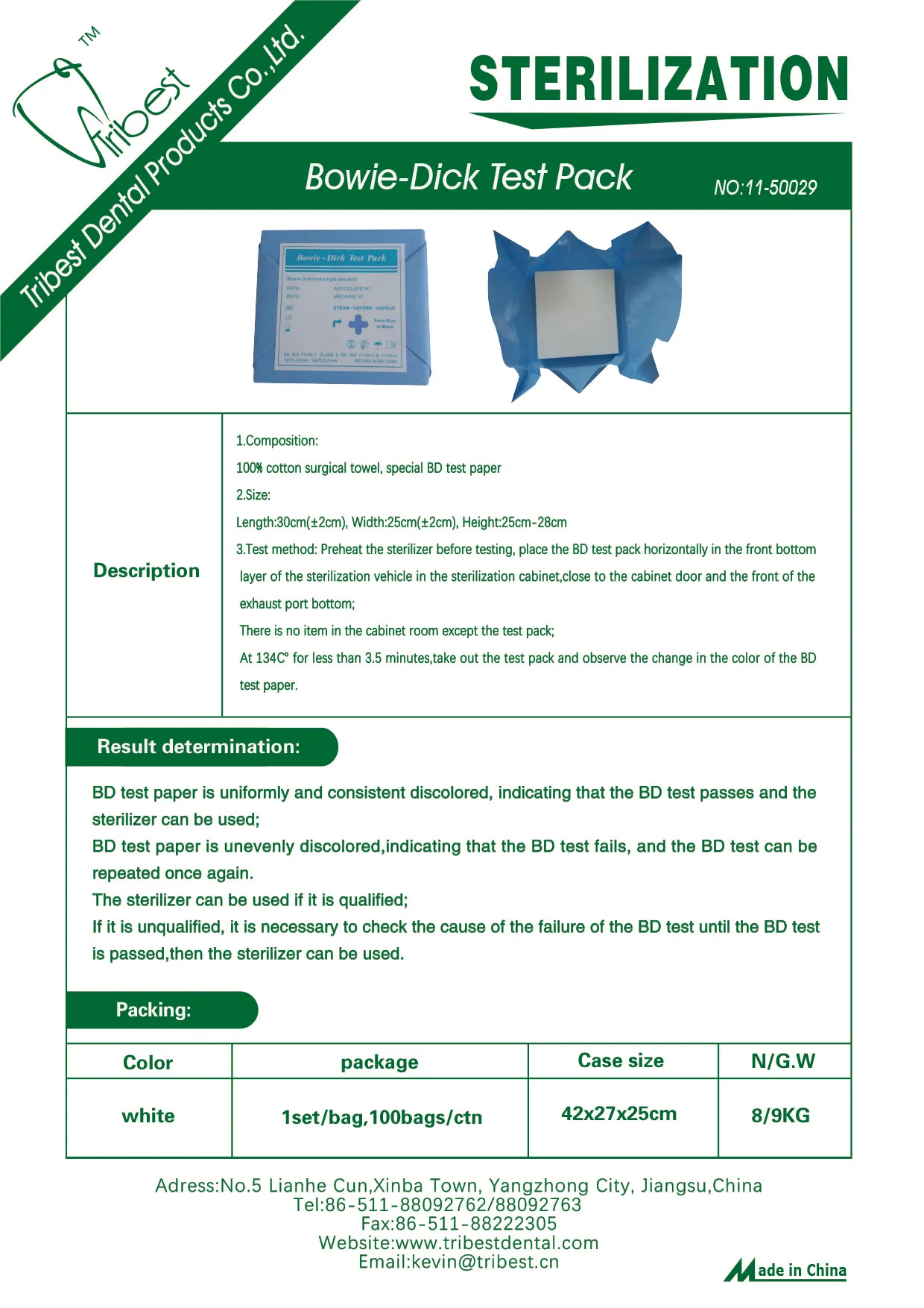 Tribest Steam Sterilizer Autoclave Dental Bowie Dick Test Pack - Buy ...