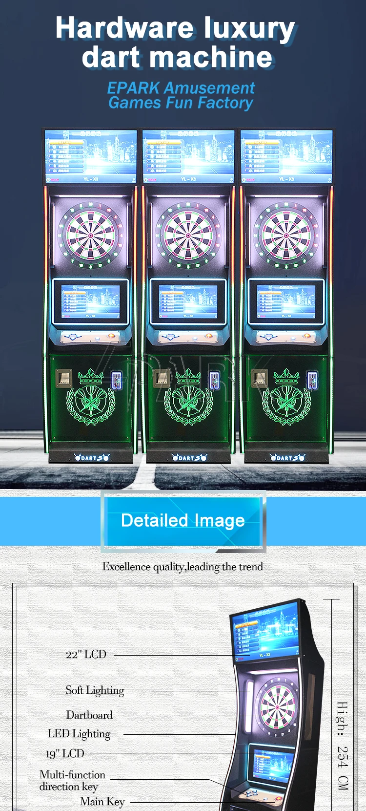 Wooden Cabinet Coin Operated Dart Machine bar Arcade Game Dart Machine ...