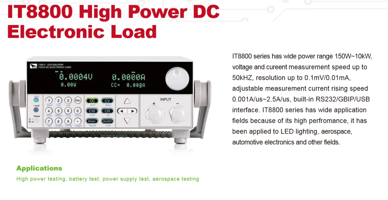 Itech It8819h It8830b It8816 120v 240a 3kw 3u 고정밀 프로그래머블 전자 부하 Dc - Buy It8816,Itech It8816,전자 ...