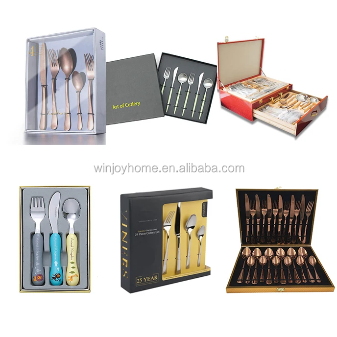 24pcs Stainless Steel Tumble Polished Cutlery Set with Acrylic Handles ...