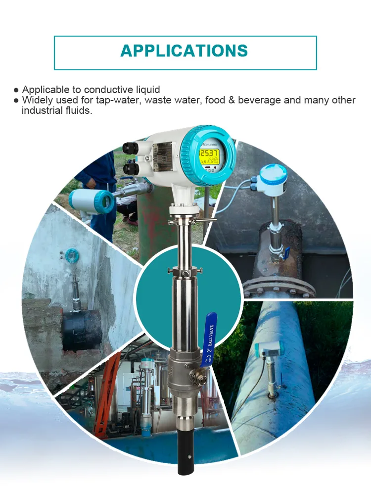 Insertion Magnetic Flow Meter Dn500 Electromagnetic Flow Meter Insert Magnetic Flow Meter ...