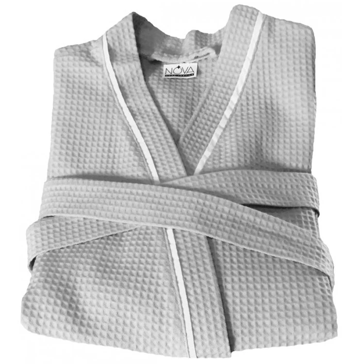 White Waffle Bath Robe Luxury Long Cotton Waffle Bathrobe Spa Robe