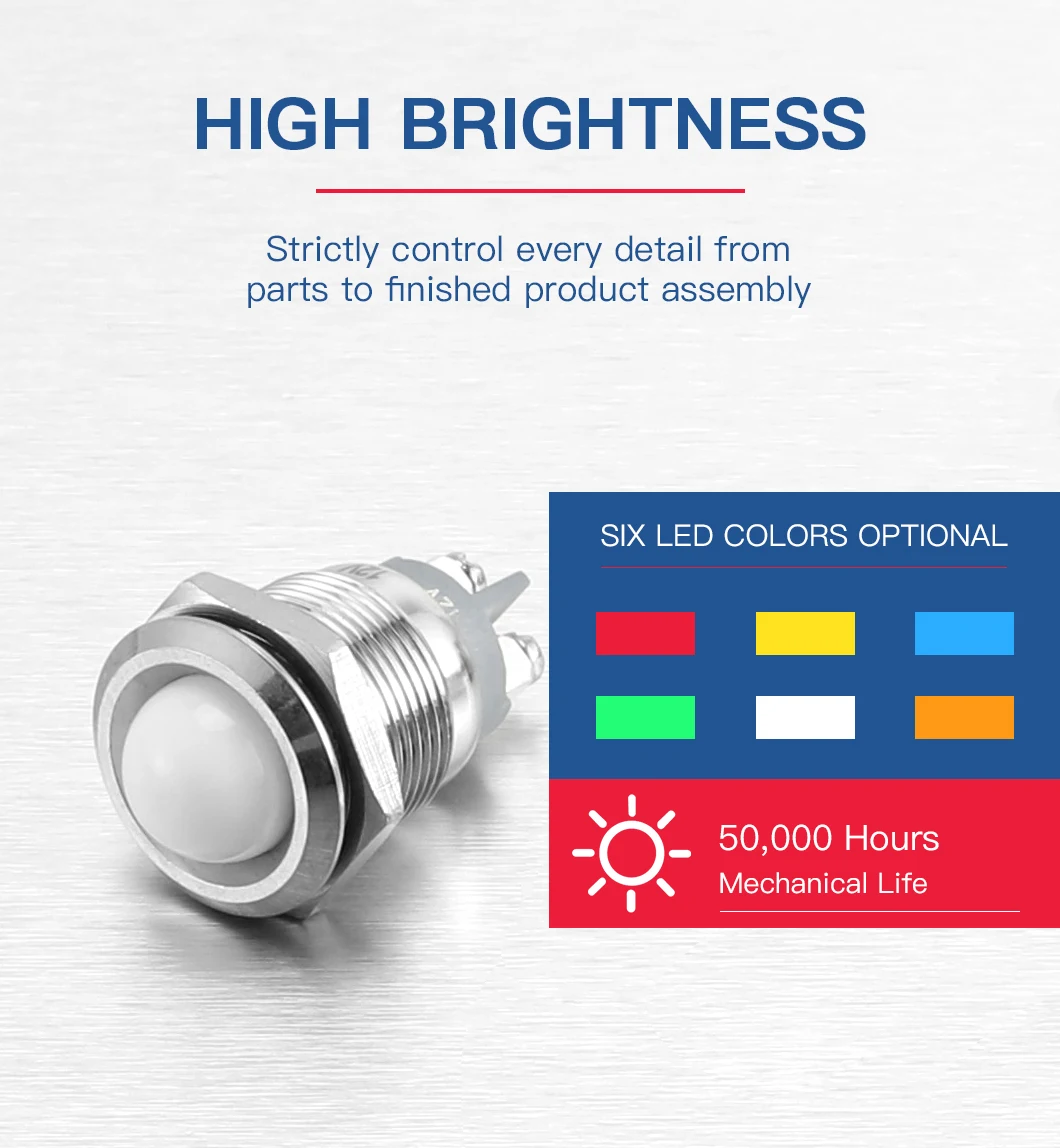 5mm 3 Color Metal LED Indicator Light - Waterproof & Durable