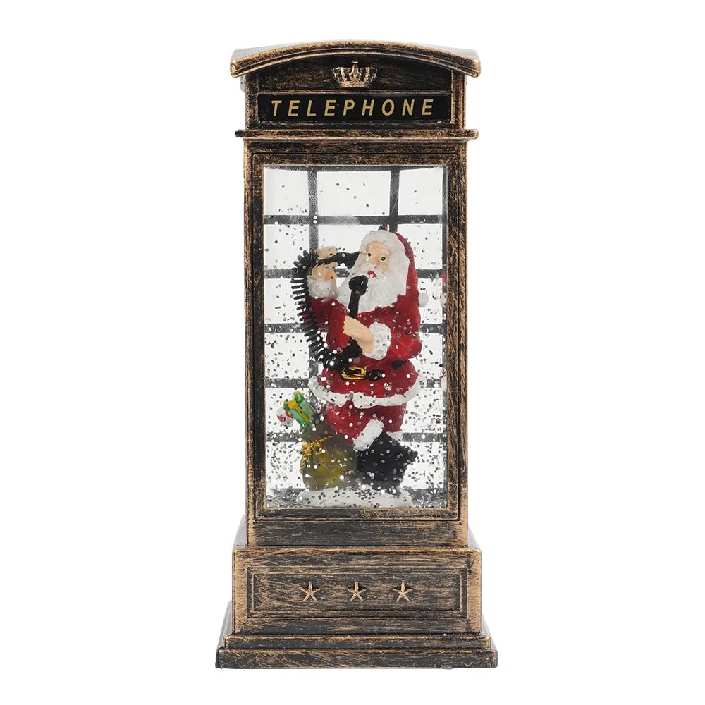 Noel Seasonal Table Decor - Santa Telephone Booth Lantern