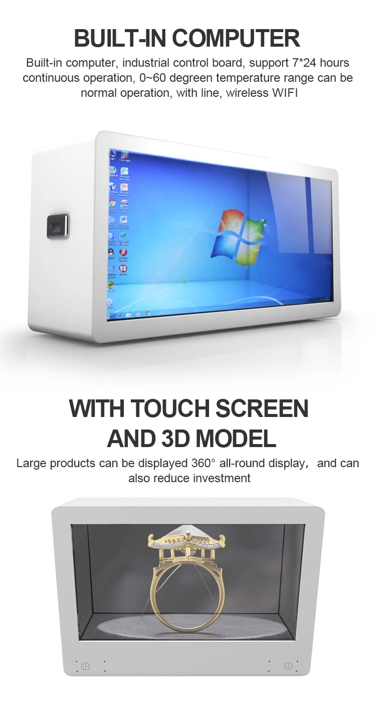 70 Inch Holographic Box Showcase Digital Display Screen Kiosk ...