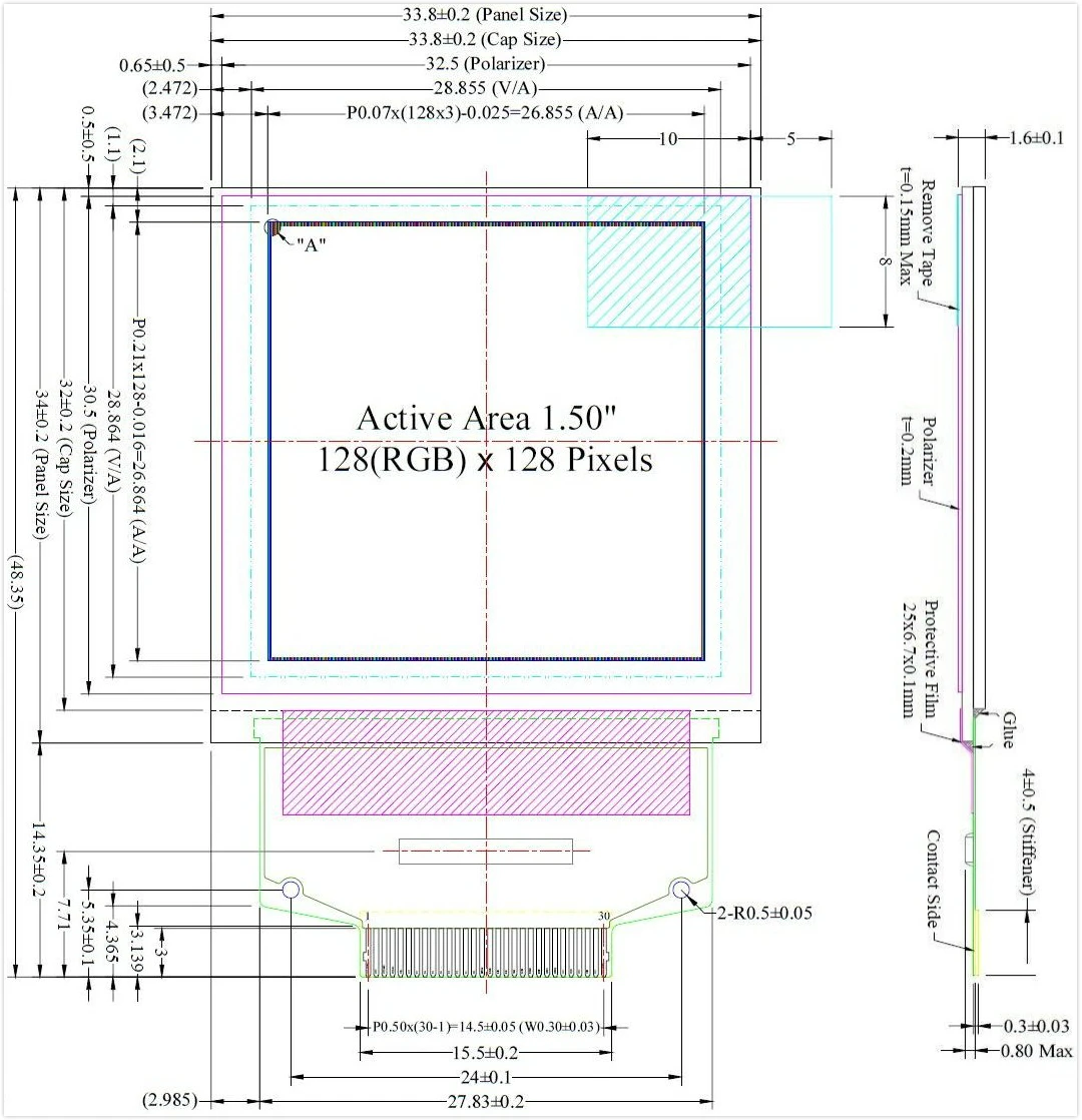 1.5'' 1.5inch 1.5 Inch Colourful Oled Display 128x128 Dots Ssd1351 Oled ...