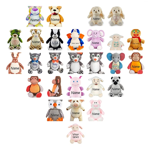 Embroidered Personalized Stuffed Animals Plush Toys With Zipper And ...