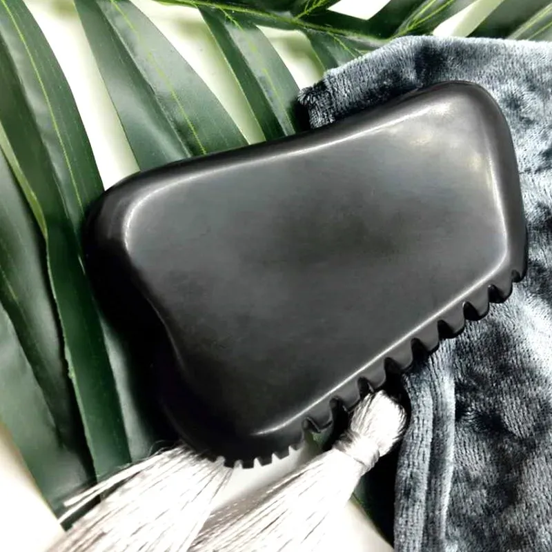 Natural Bian Stone Guasha Jade Massage Tools Facial Massage Slimming Anti Aging Black Jade Stone