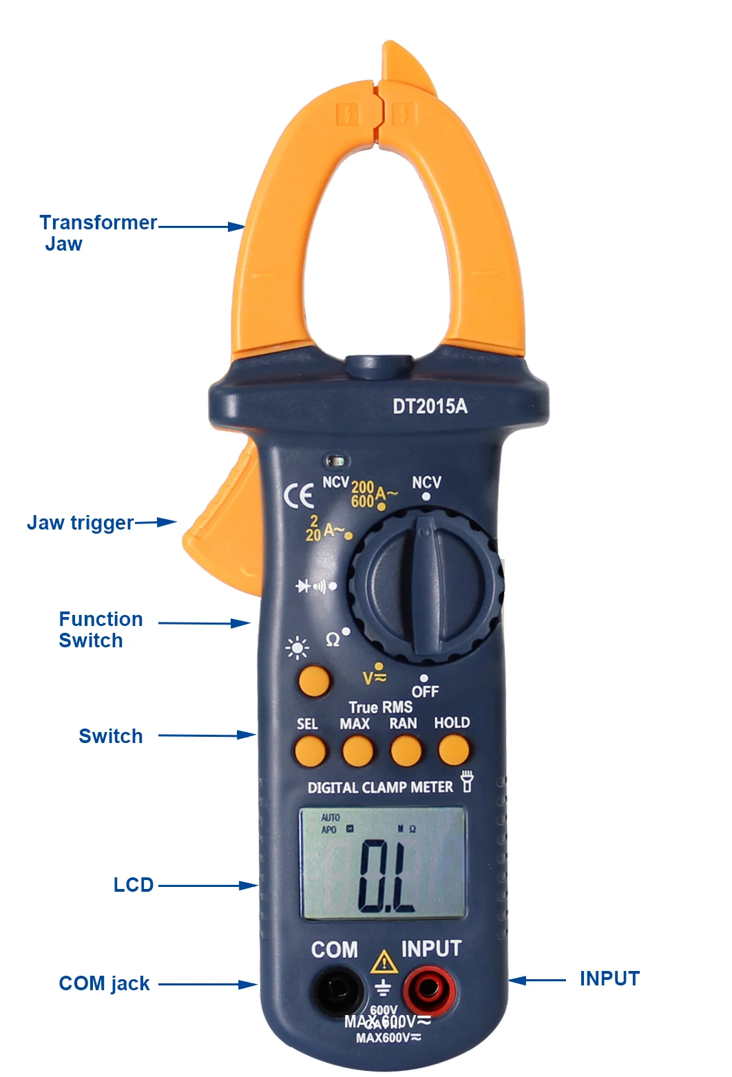 New Large Size Jaw Meter True Rms Clamp Meter Dt2015a Ncv - Buy Clamp ...