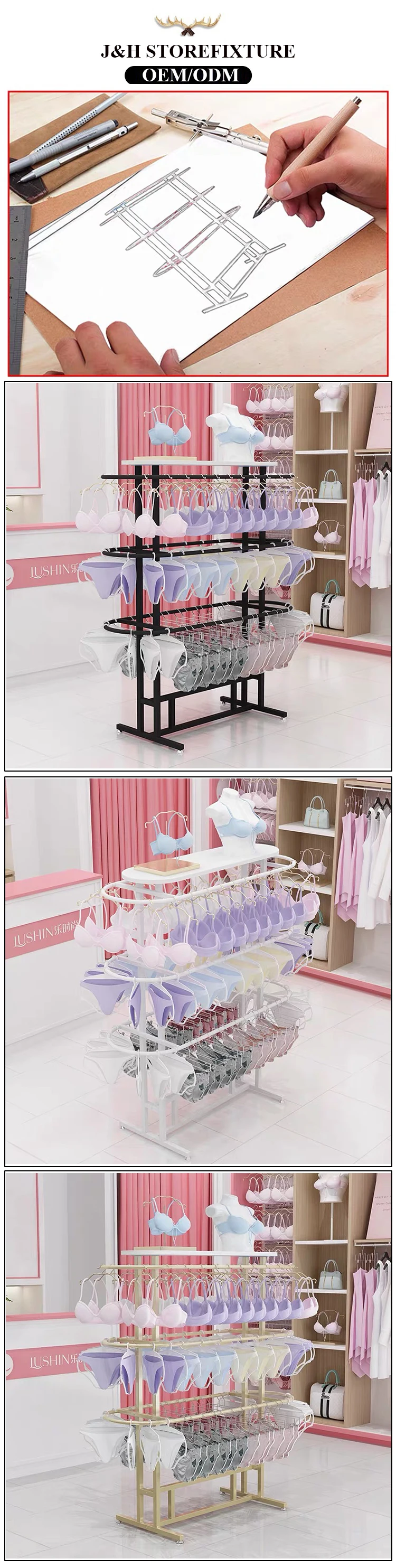 Metal Underwear Display Units - Modern Lingerie Store Furniture