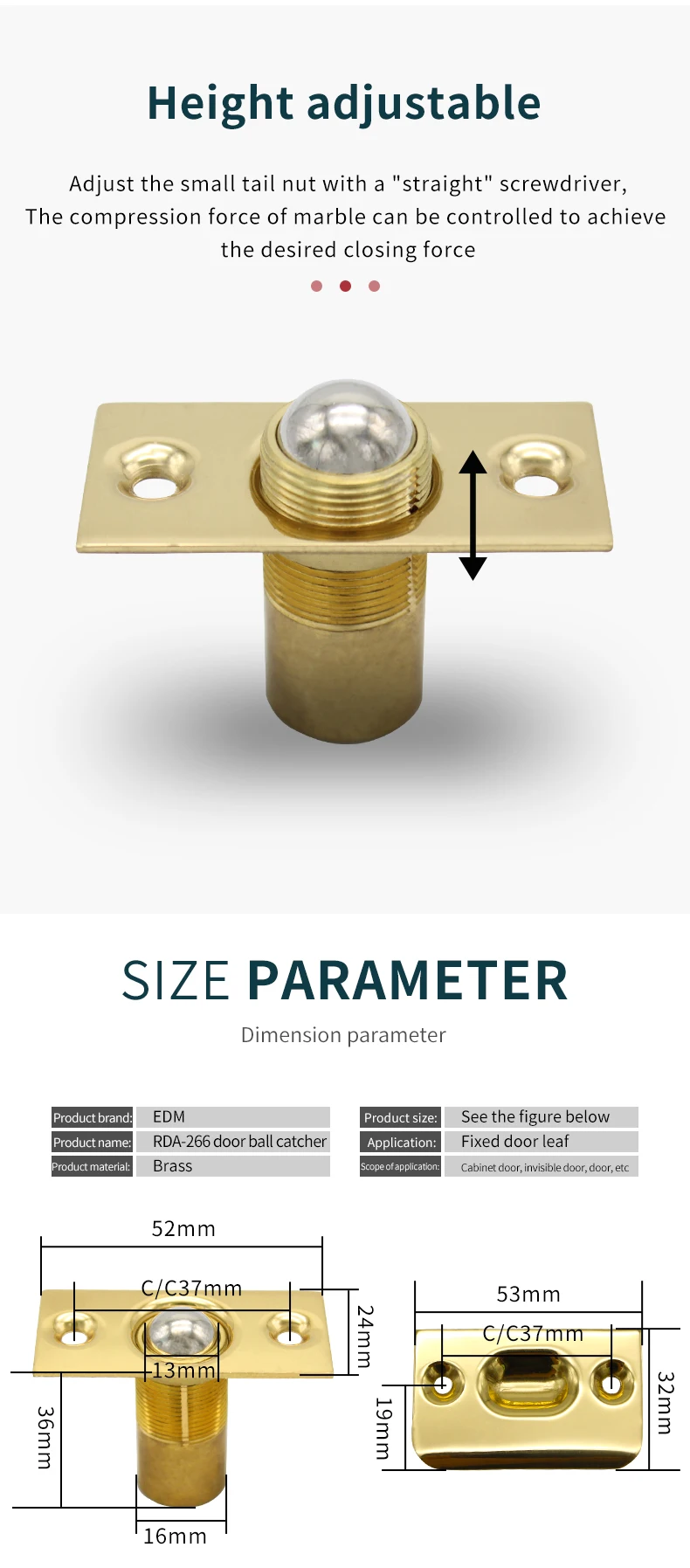 Popular Brushed Gold Plated Brass Door Ball Roller Catcher - Buy Door ...