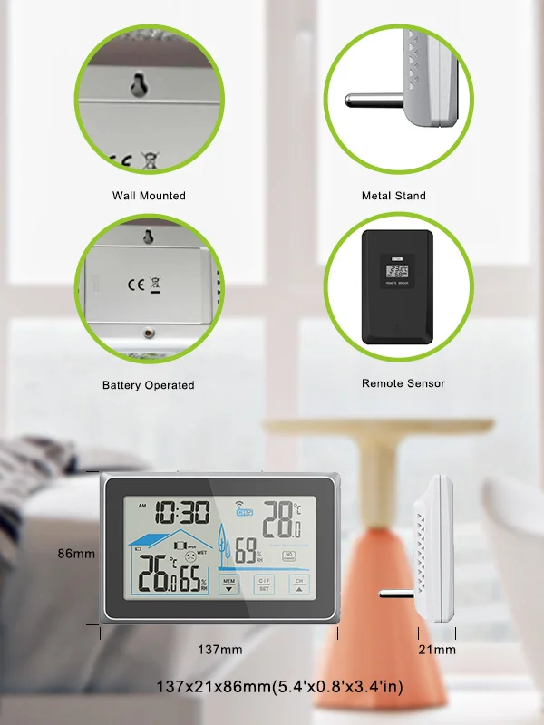 BALDR B0340 Digital Thermometer Hygrometer - Wireless Weather Station