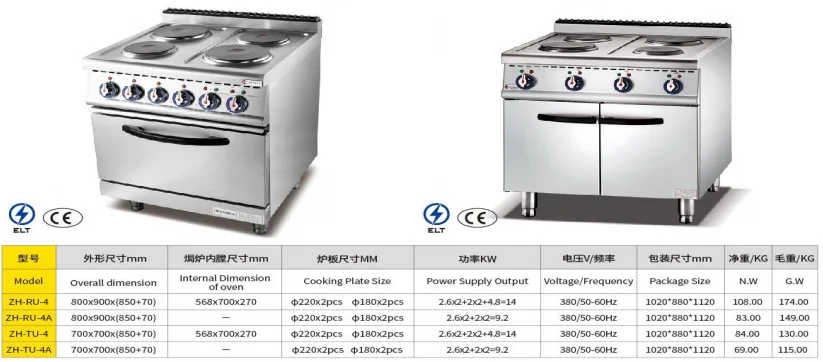 New Design Commercial Heavy Duty Electric 4 Hot-plate Cooker With Oven ...