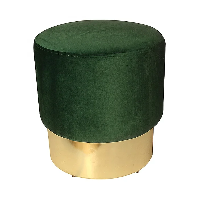 HStex 2024 New Velvet Gold Base Ottoman Stool Pouf Mirrored Ottoman ...