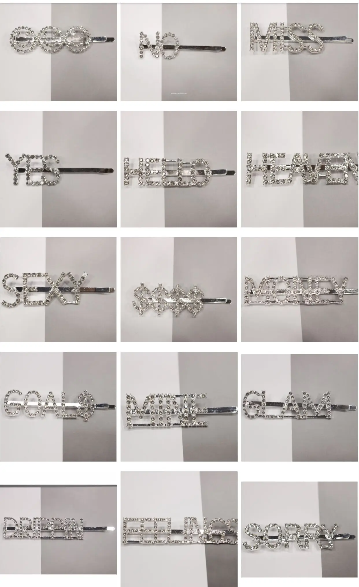 Hair Clip With Letters Hair Pin Bling Alphabet Rhinestone Women Word ...