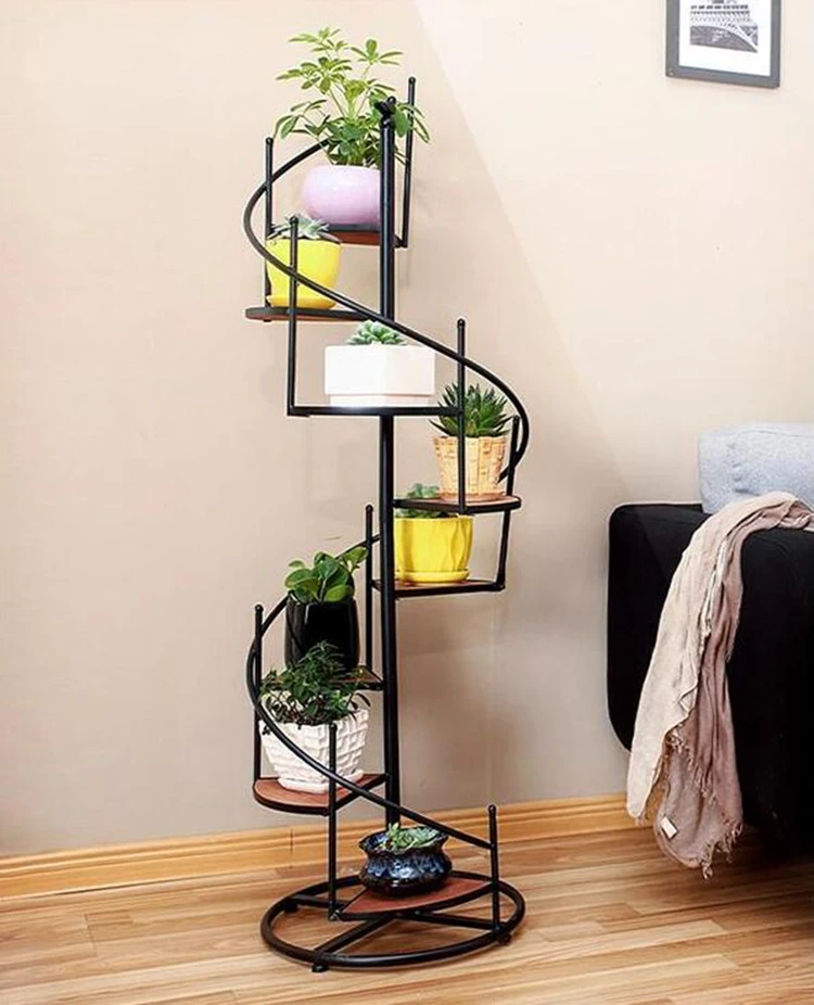Wrought Iron Flower Stand Multi-layer Floor-standing Rotating Plant ...