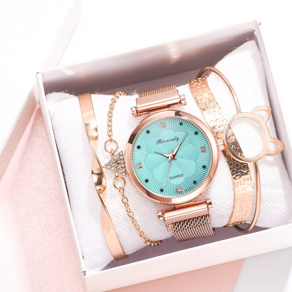 Fashion Women Magnet Watches Set Ladies Quartz Wristwatches Casual ...