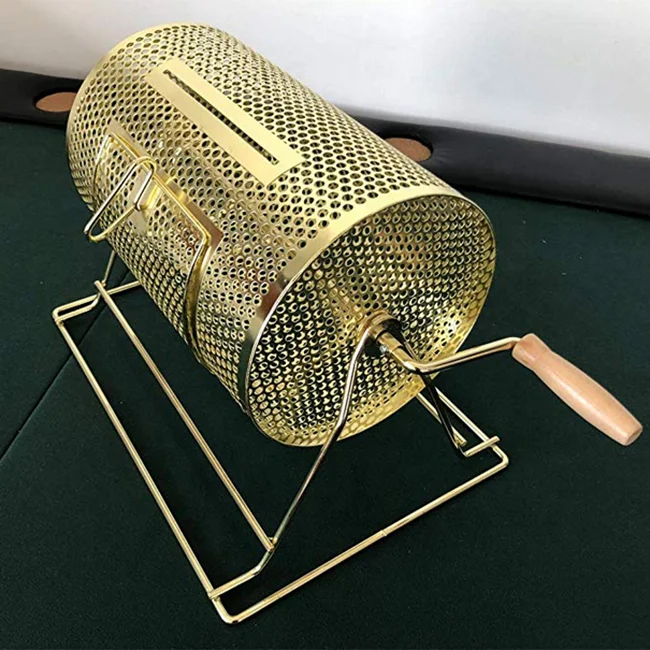 Small Size Brass Plated Raffle Drawing Ticket Drum Spinning Lottery