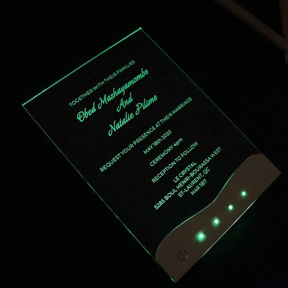 Unique Led Acrylic Wedding Invitation With Different Color Lights - Buy ...