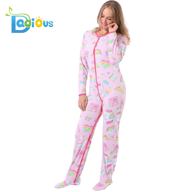 Adult Baby Diaper Lover Abdl Button Long-sleeve Footed Romper Pajamas ...