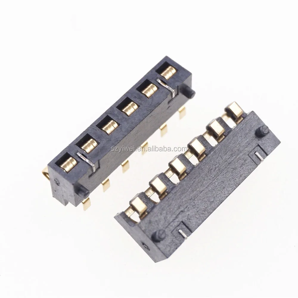 Spring Compression Contact 2.5 Mm Pitch 6 Pin Battery Connectors