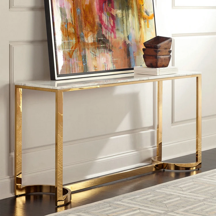 Hot Selling Modern Luxury Gold Stainless Steel Narrow Hallway Console ...