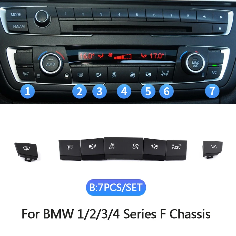 Dashboard 7pcs Set Ac Push Button Keys Repair Kit For Bmw 1 2 3 4 F ...