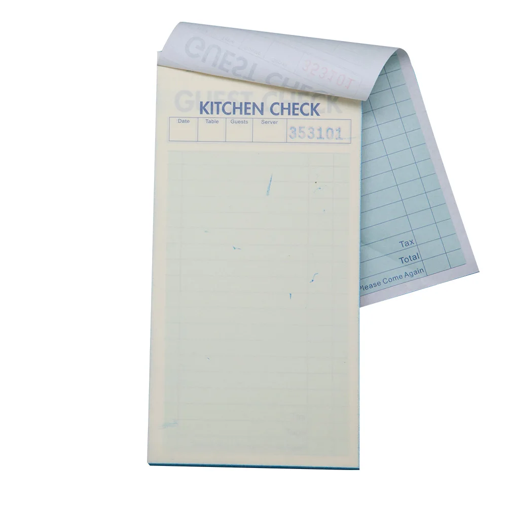 2 Part Carbonless Guest Check Waiter Order Pads for Restaurant (50 Pack ...