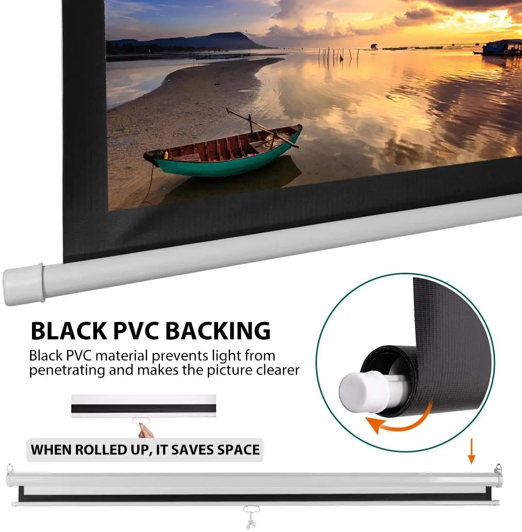 100 Inch 16:9 Auto Locking Manual Pull Down Projector Screen ...