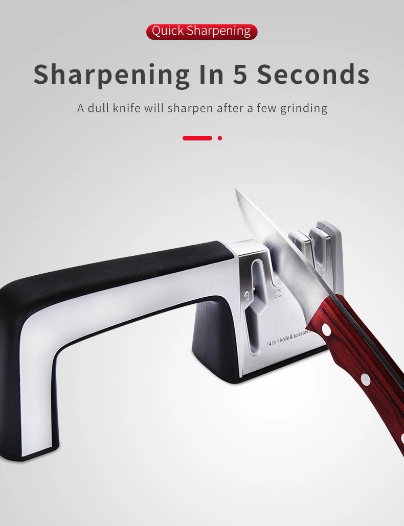 4-in-1 Kitchen Knife Sharpener 4-stage Knife Accessories Helps Repair ...
