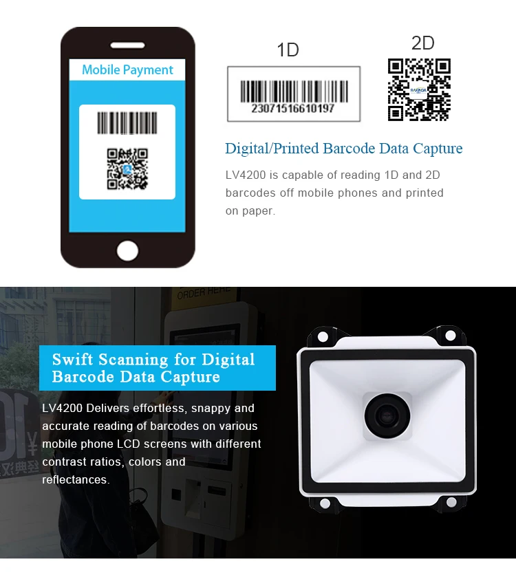 Rakinda Embedded QR Code Scanner - 300 Scans/sec Efficiency