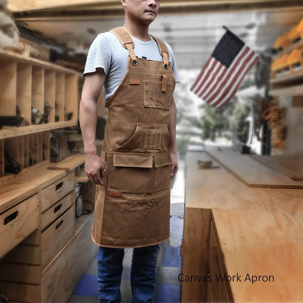 Durable Woodworker Tool Apron - Waxed Canvas & Custom Size