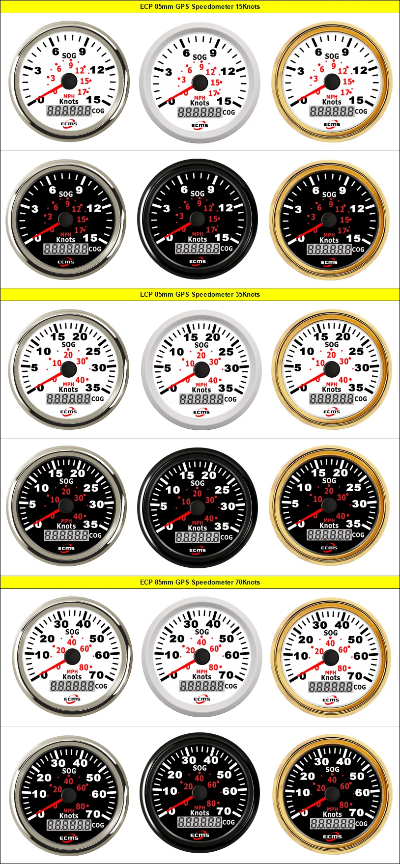 35 Knots GPS Speedometer Boat Gauges - Precision & Reliability