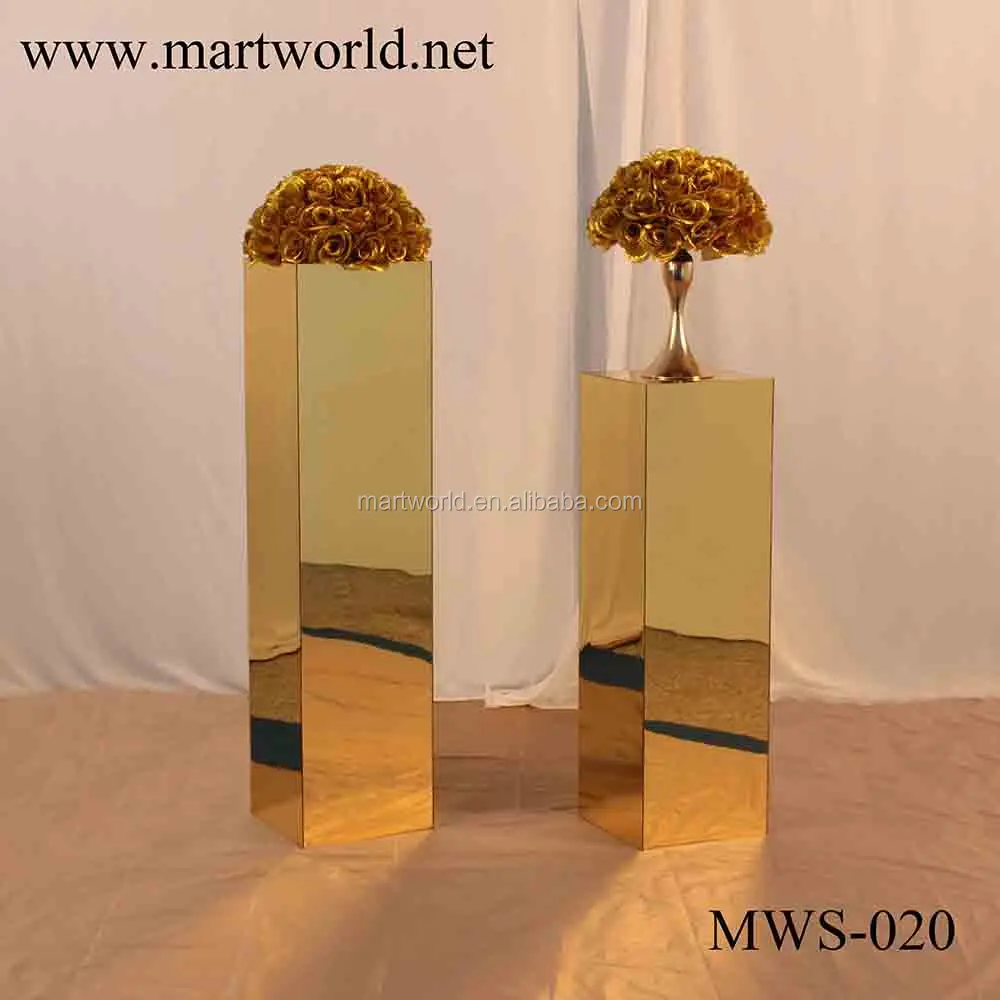Mirrored Gold Boxes Display Pedestal Bridal Shower Plinth Wedding Aisle ...