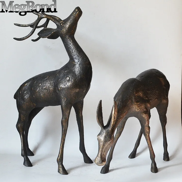 Cast Aluminum Life Size Bronze Deer Statue for Garden Decor