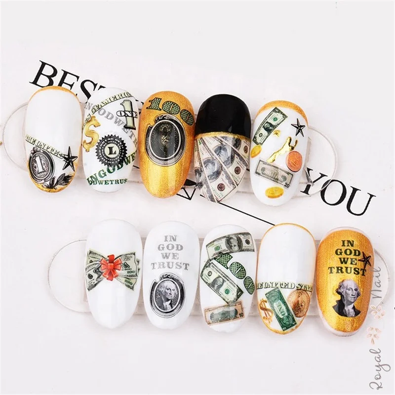 Dollar Design Nail Art Decals Thin & Soft New Technology Sticky Nail ...