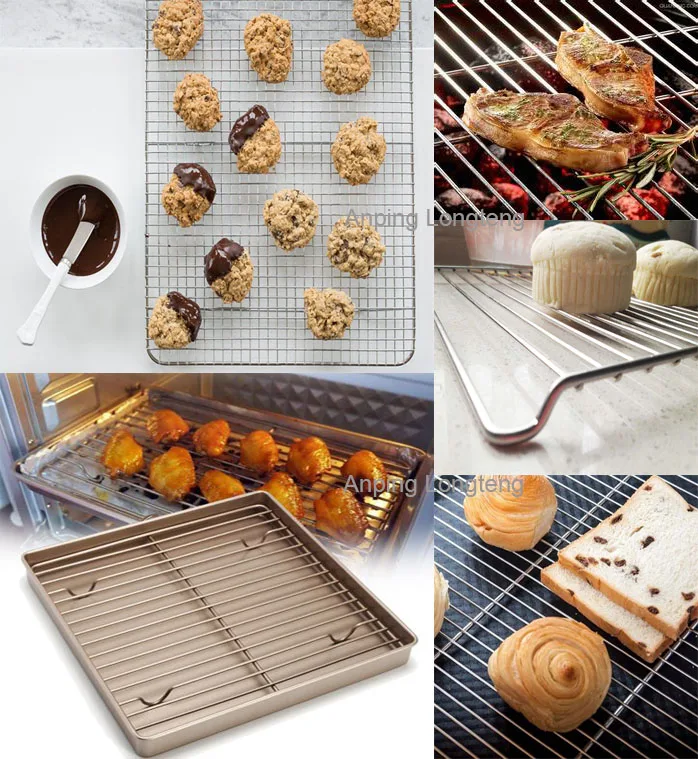 Non-stick Bread Cake Biscuit Oven Baking Tray Stainless Steel Wire Mesh ...