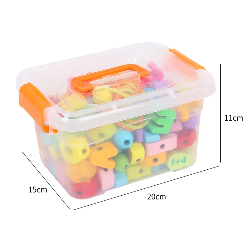 Wooden Monterssori Cartoon Animals Fruit Blocks Stringing Threading ...