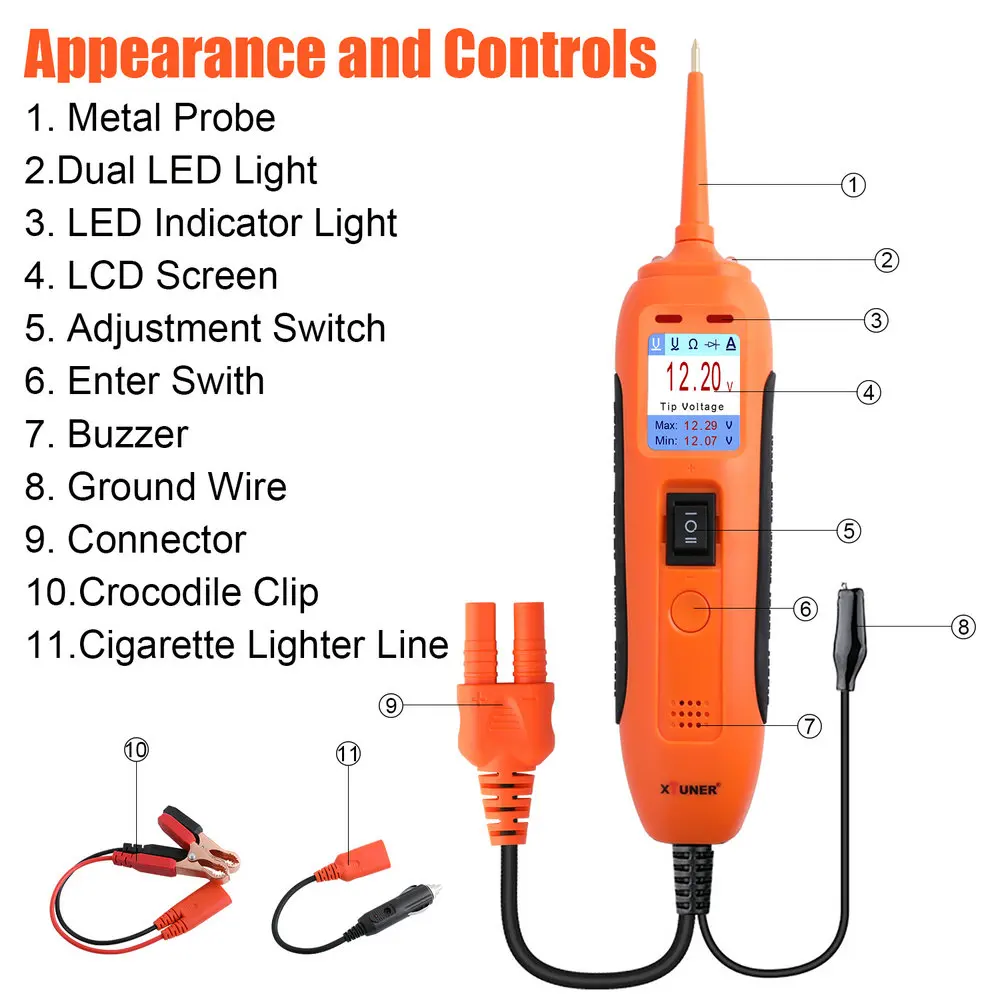 자동차 전기 시스템 테스터 전력 프로브 12v 24v Buy 전기 시스템 테스터전원 테스터회로 테스터 Product On