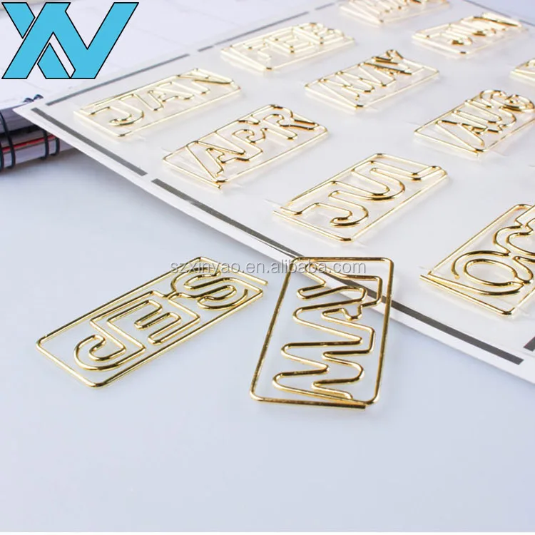 Month Week Shape Paper Clip Custom Gold Paper Clip - Buy Custom Shape ...