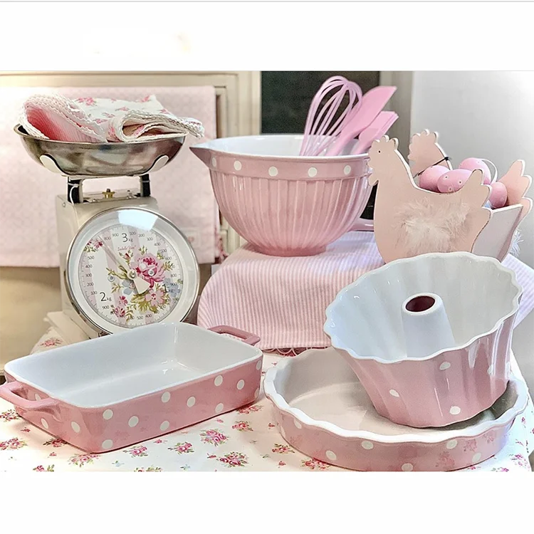 Europe Style Kitchenware pink Ceramic Cheese Baking Pans Set with ...