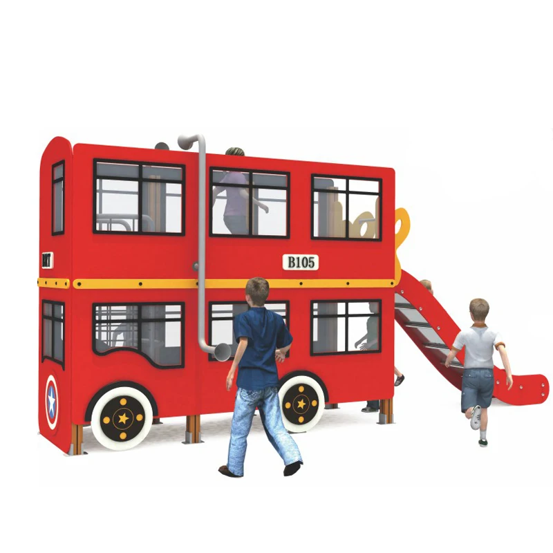 Moetry Bus Play Structure - Double Decker Red School Bus