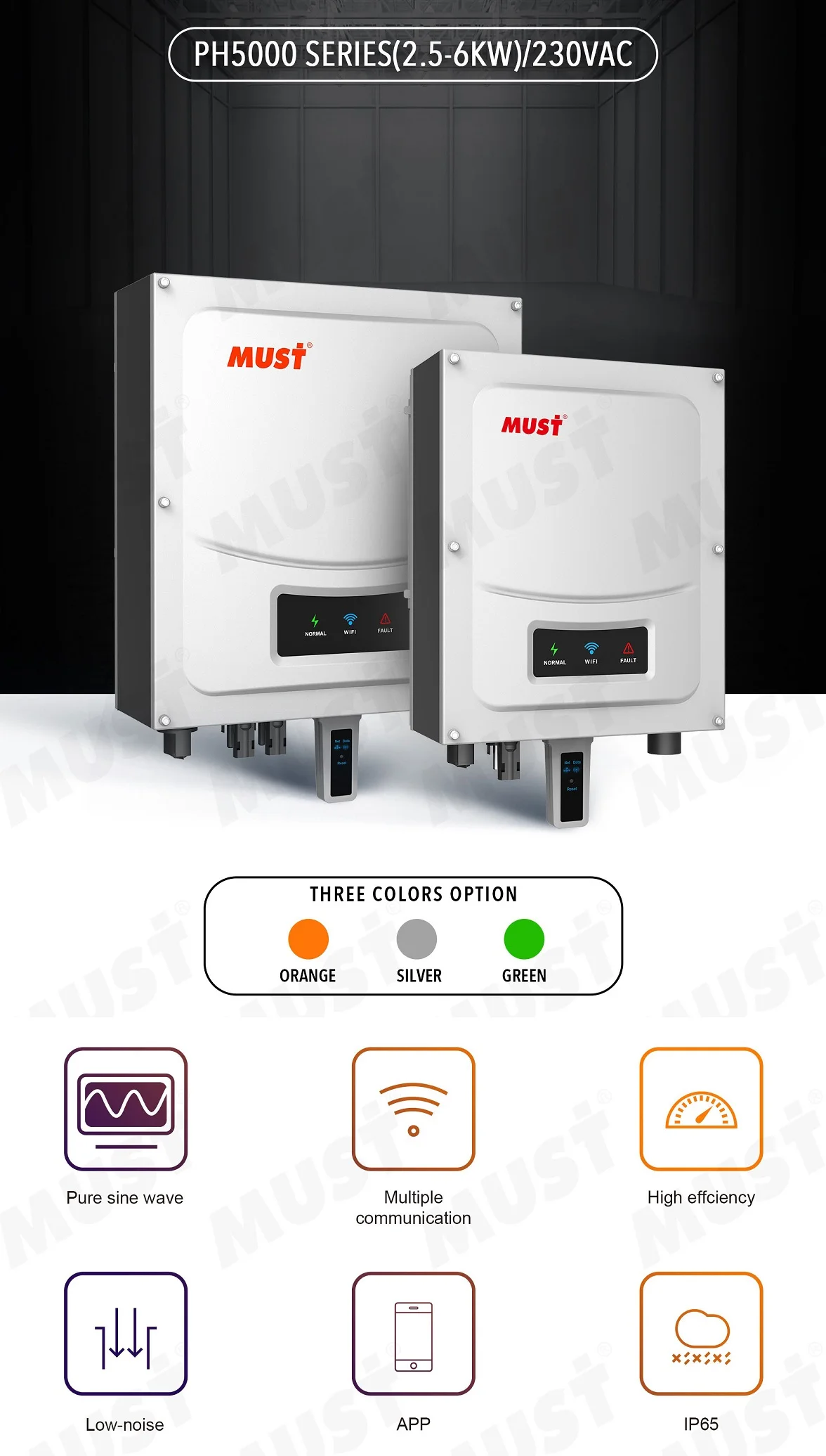 Ph5000 Series 2000w 3000w Solar Hybrid Tie Inverter For Grid Solar ...