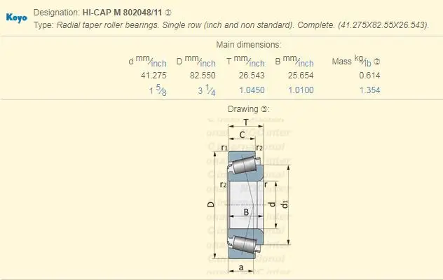M802048/11 Taper Roller Bearing - High Capacity for Autos