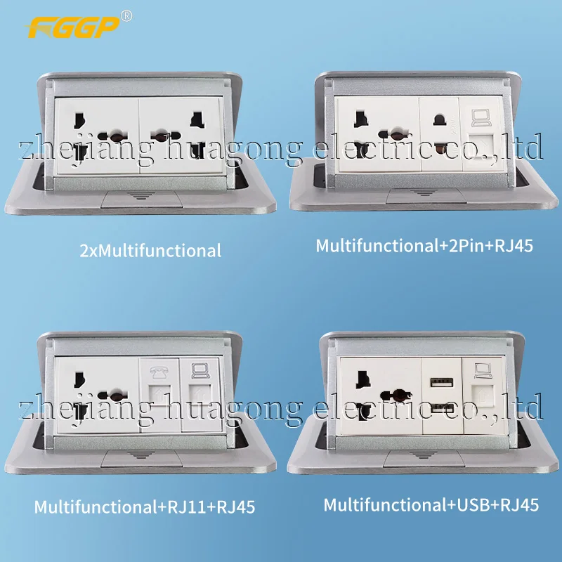 Residential Double Gang Metal Double Socket Outlets Floor Mounted Box
