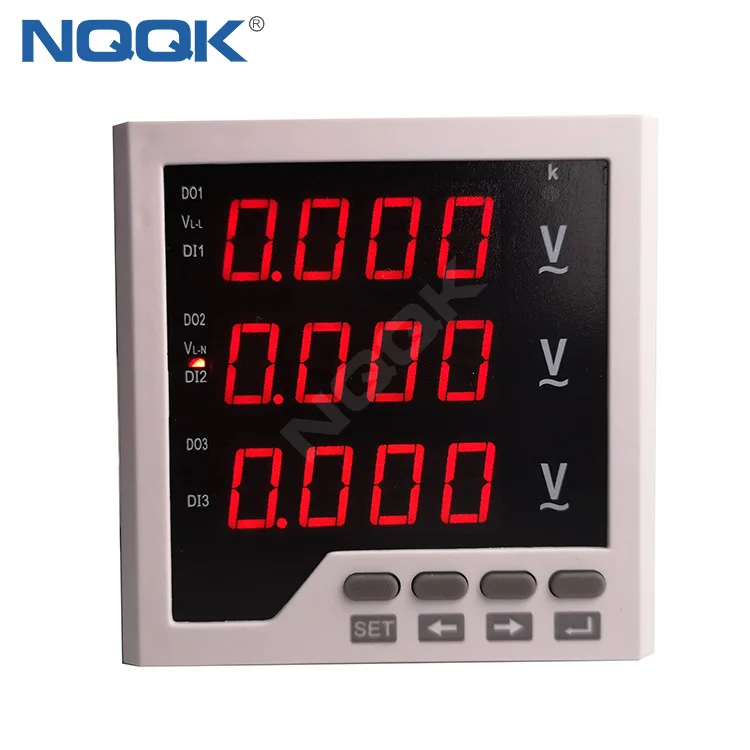 Led 96mm 220vac 3 Three 4 Wires Phase Digital Voltmeter Voltage Meter ...