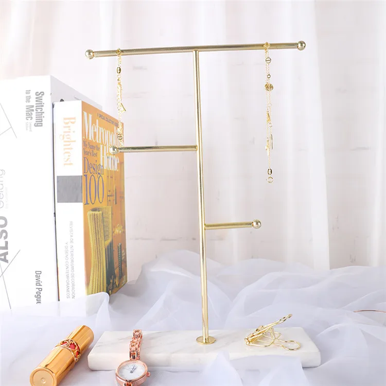 Wire Jewelry Display Stand Rack Style Metal With Nature Marble Base Hot ...